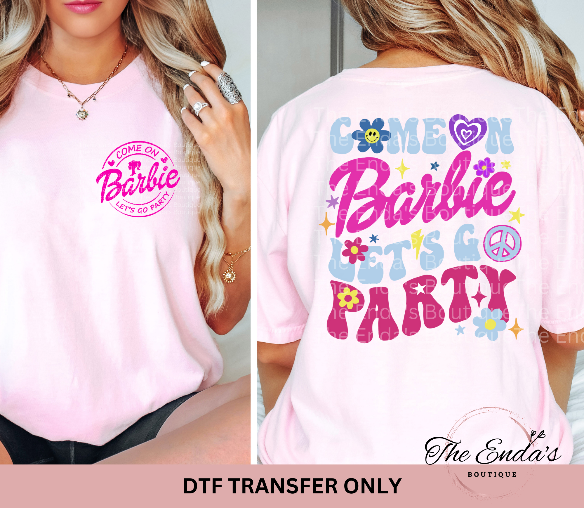 Come On Barbie Let's Go Barbie (FRONT/BACK SET) DTF Transfer – The Enda ...